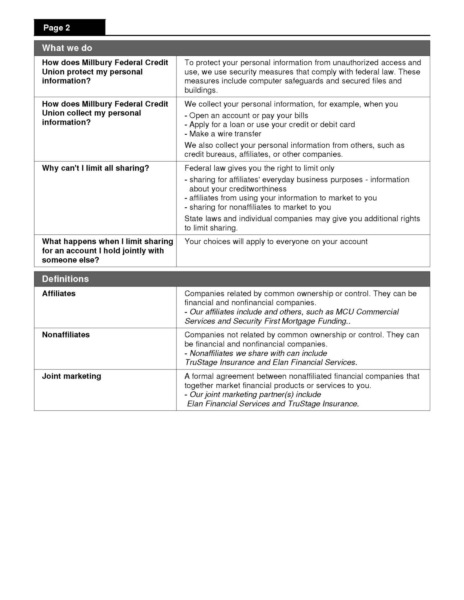 Policies | Millbury Credit Union